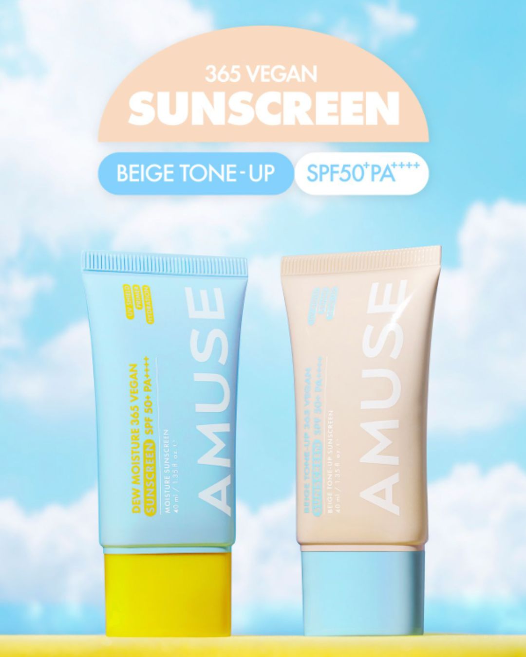 AMUSE Beige Tone-Up 365 Vegan Sunscreen SPF 50+ PA++++